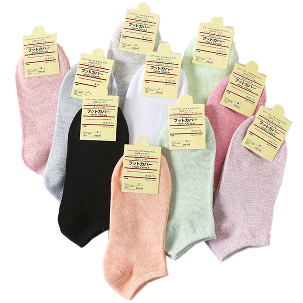 (100% COTTON ) Women Ankle Socks Female Short Sock 10-Colors High ...