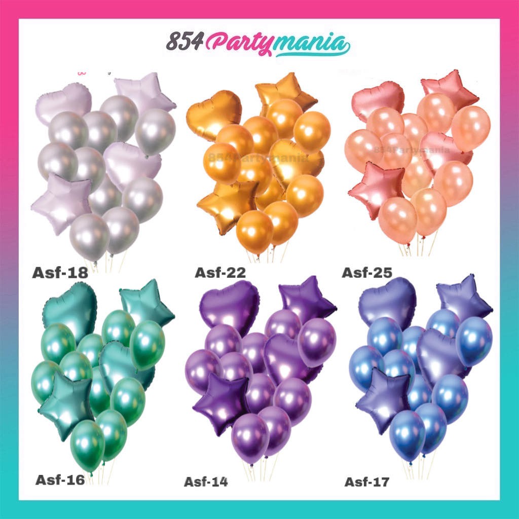 14pcs Chrome Balloon Sets pack of 14 Birthday Party Balloon Decor ...