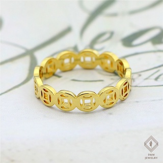 【PH READY STOCK】18K Gold Ring Lucky Charm Money Catcher Coin Stainless ...