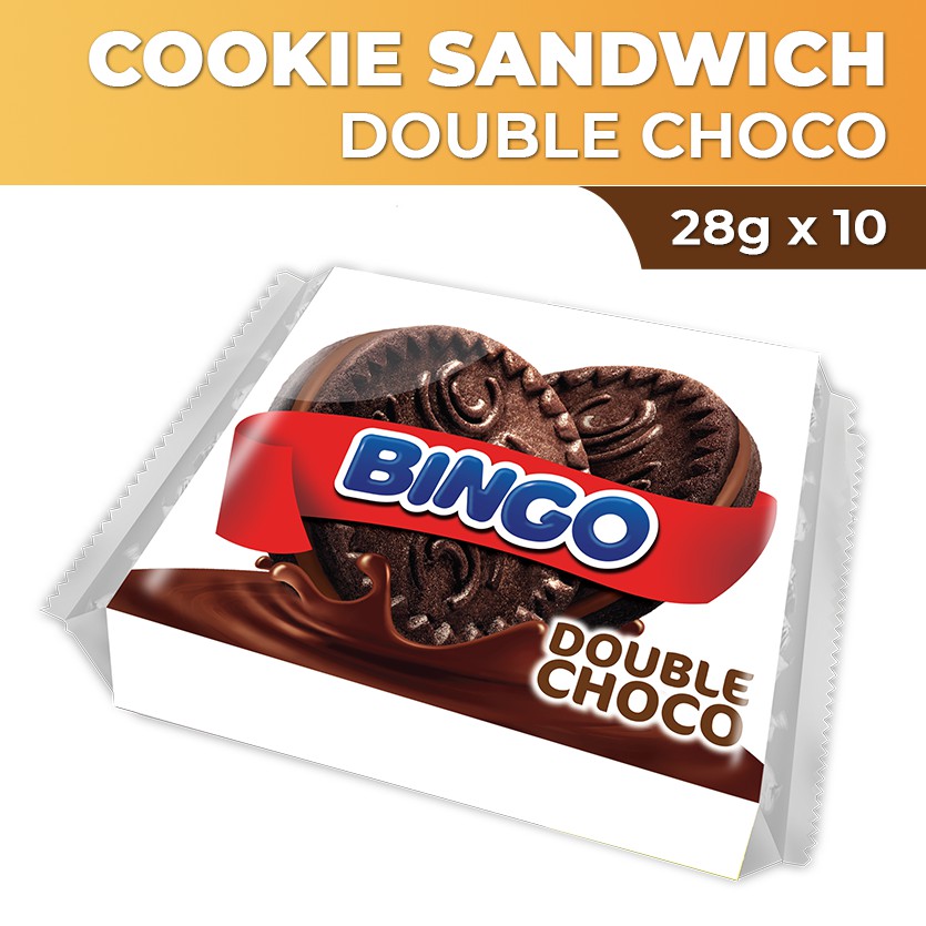 Bingo Double Choco Chocolate filled Choco Sandwich Cookies 28gx10 ...