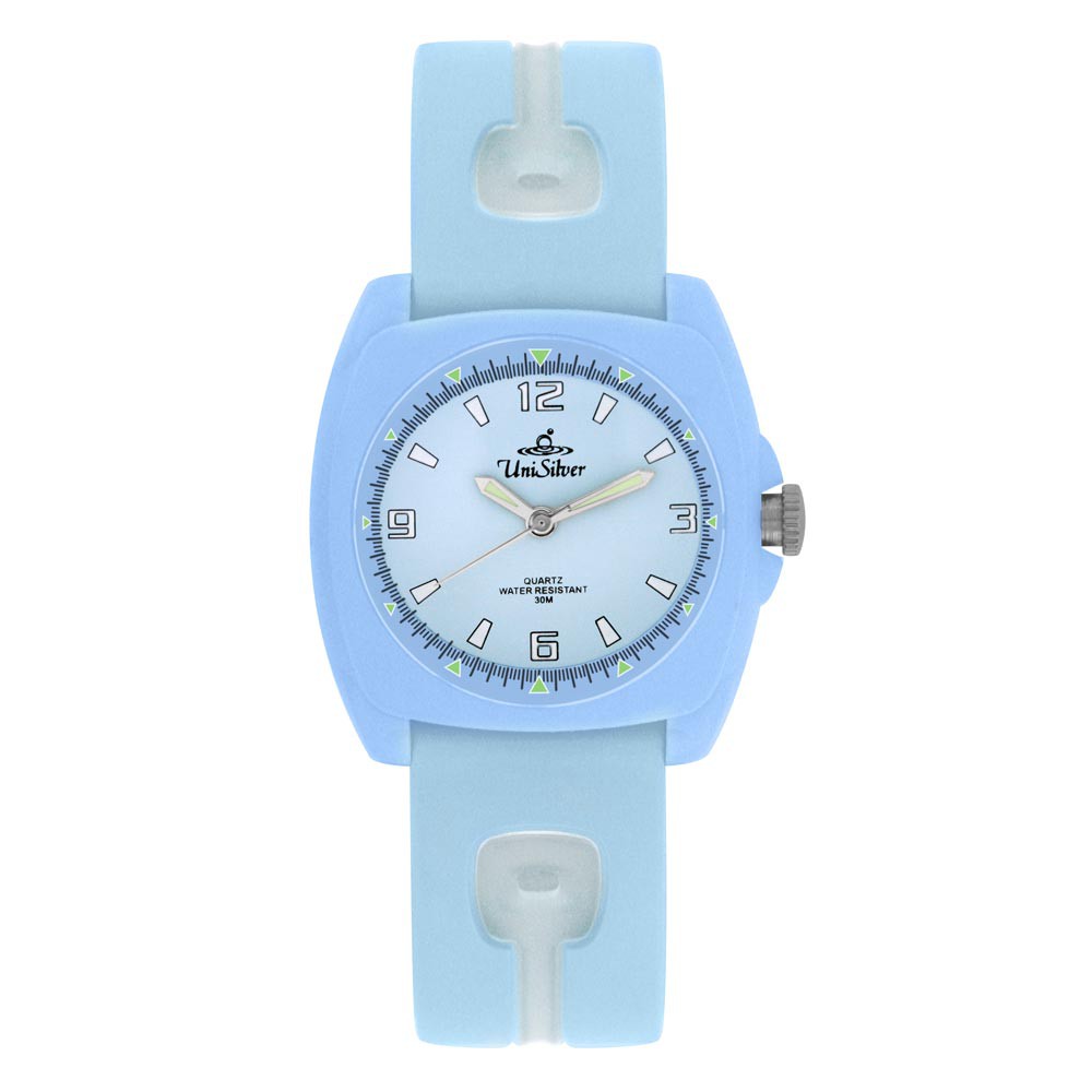 UniSilver TIME Iconiq Ticker Light Blue Analog Rubber Watch KW089-6444 ...