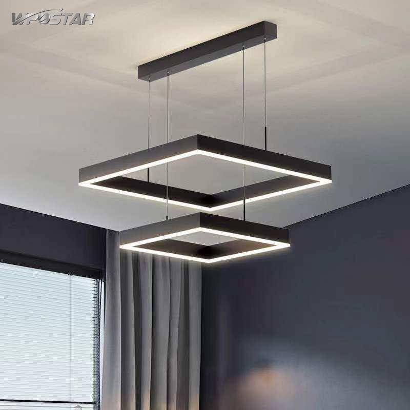 Nordic Modern LED Chandelier Square Living Room Mounted Pendant Lamp ...
