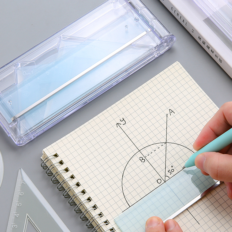 4 Pcs Macaron Transparent Triangle Ruler Set Student Measuring Drawings ...