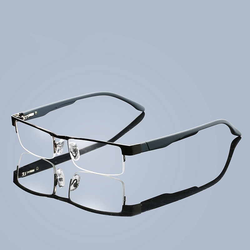 Men High Quality Square Half Frame Eyeglasses Blue Film Anti-radiation ...