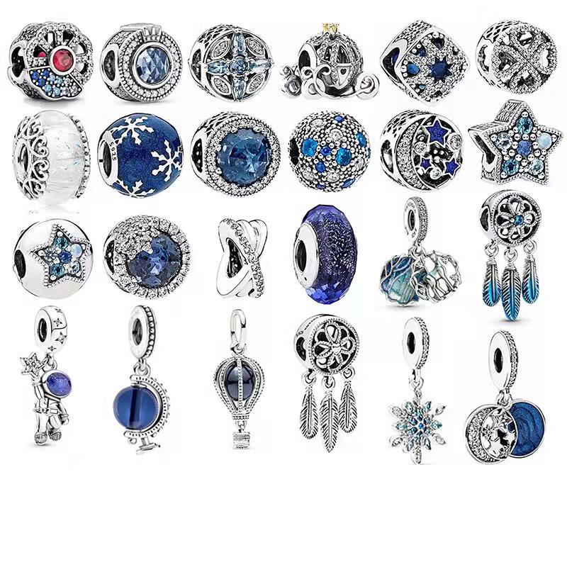 Pandora Bracelet Female 925 Sterling Silver Beads Beaded Loose Blue ...