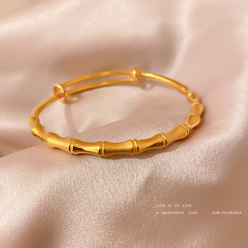 Brass Bamboo Sliding Pull Bracelet Female Whitening Plain Circle High ...