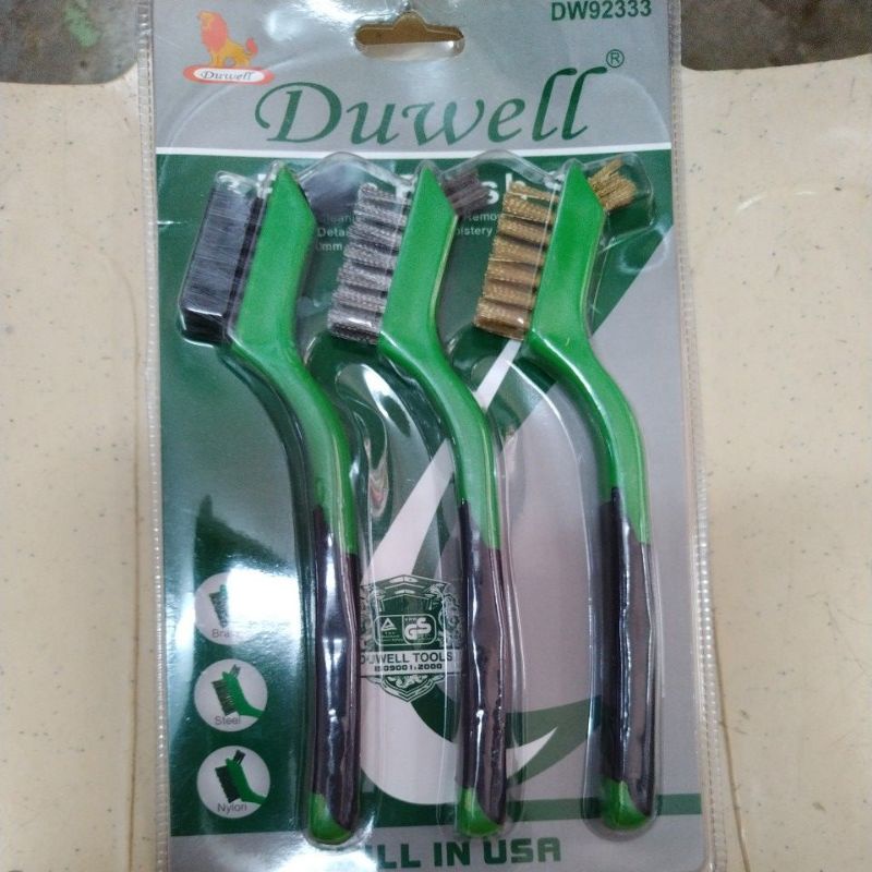 duwell 3 piece brush set ( brass / steel / nylon) high quality made ...