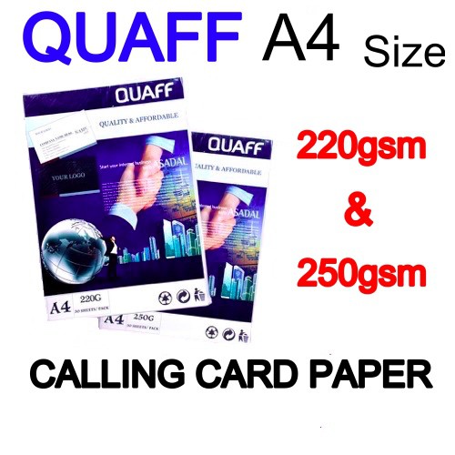 White Calling Card Paper A4 220 / 250gsm 50sheets (Matte) Quaff Brand ...