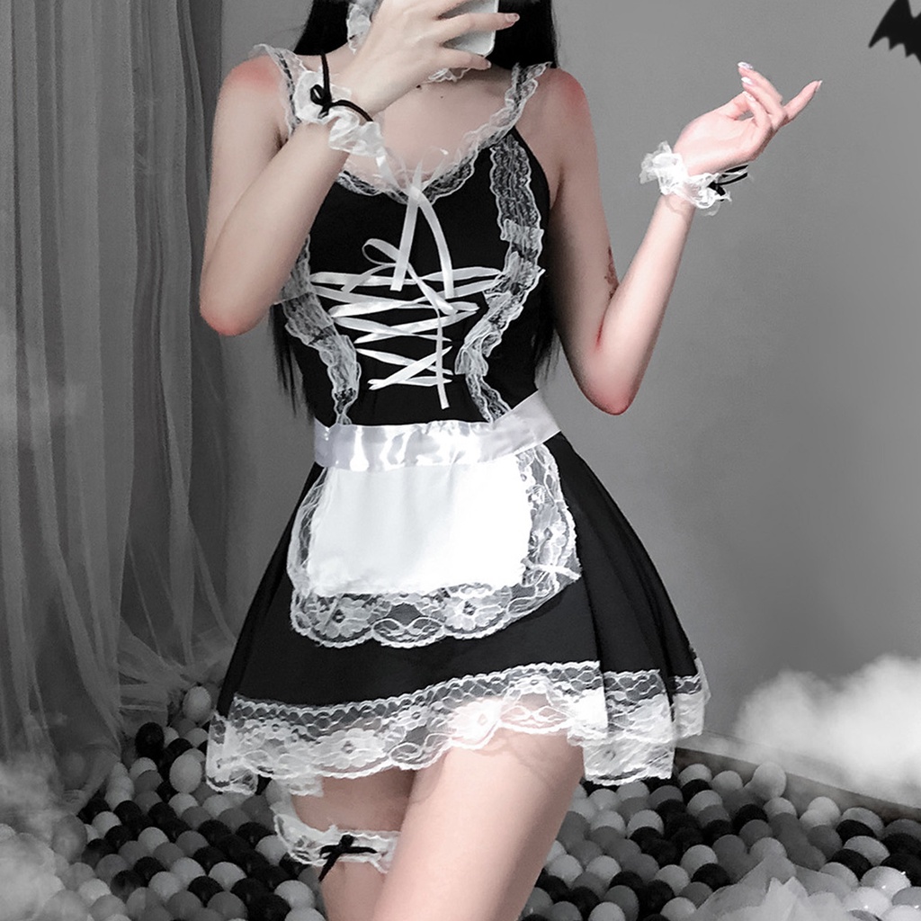 Plus Size Women Mini Dress Uniform Cute Sexy Lingerie Set Maid Cosplay