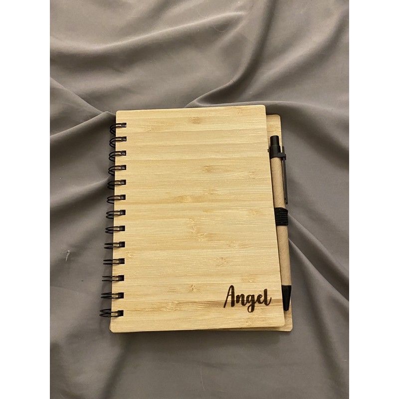 Personalized Laser engraved Wooden notebook with pen | Shopee Philippines