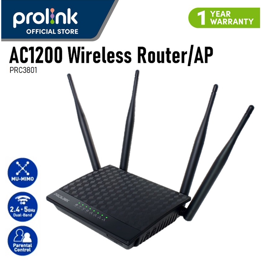 PROLiNK Wireless Mu-Mimo AC1200 Dual-Band Gigabit Router/WiFi Extender ...