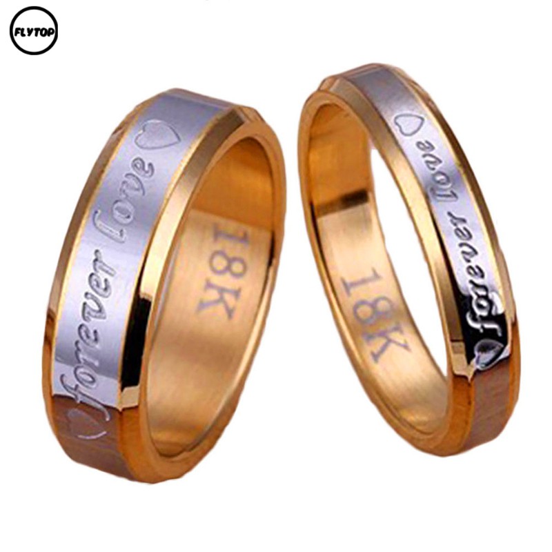 FT Forever Love 18K Gold Silver Steel Wedding Engagement Chic Couple ...