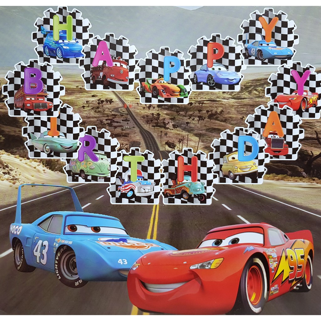 Happy Birthday Banderitas Cars Design Banner Party Decor | Shopee ...