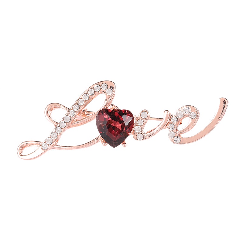 High-end Simple Rhinestone Love heart Brooch Temperament Rhinestone ...