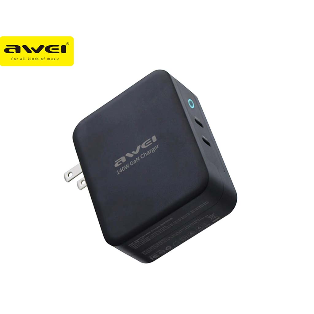 Awei PD22 Fast Charging Quick Charge GaN PD140W Travel Wall US Plug ...