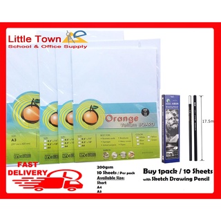 50 Sheets Orange Vellum Board 200gsm Short/A4/Long/A3 with Sketch ...