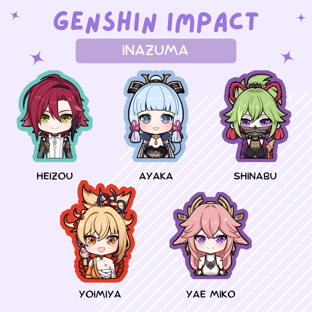 Genshin Impact Character Matte Glitter Sticker (Inazuma) | Shopee ...