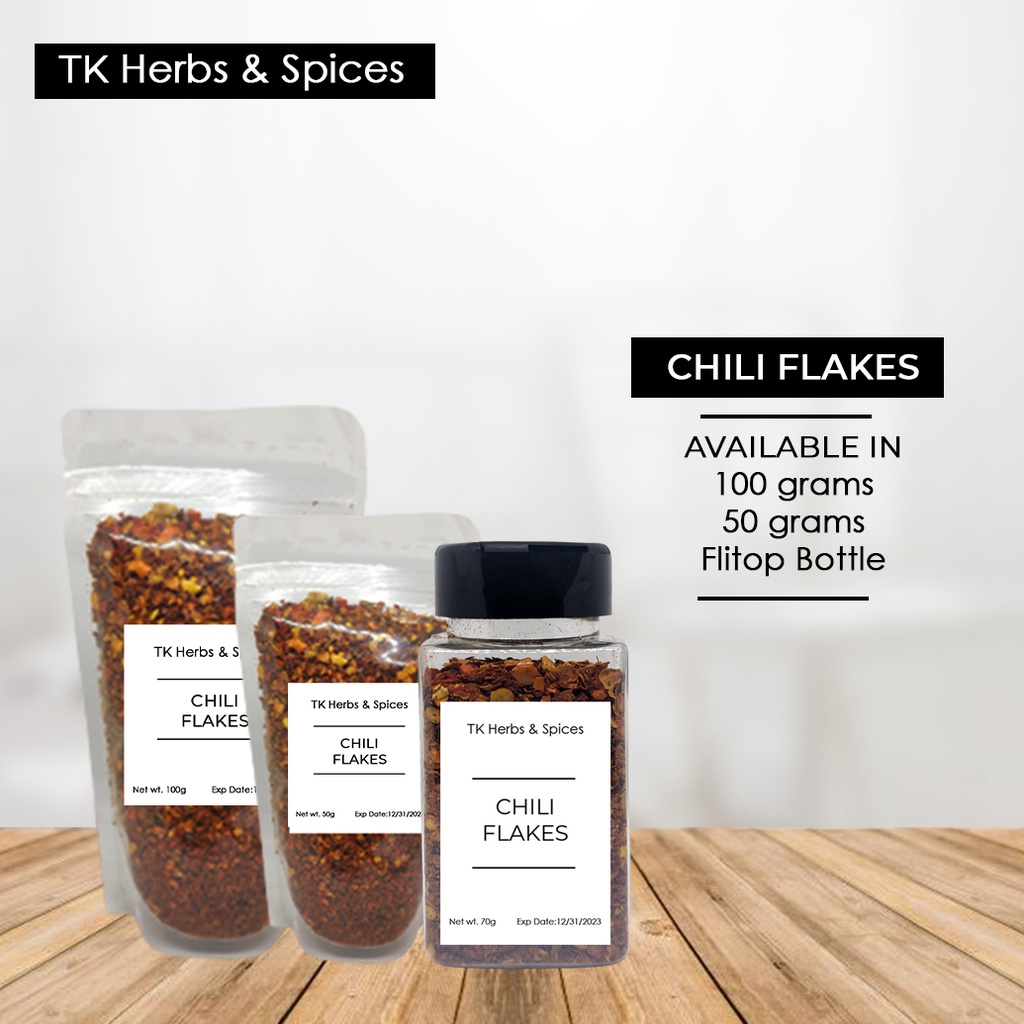 Premium Chili Flakes Available in 50g , 100g & Flip top Bottle | Shopee ...