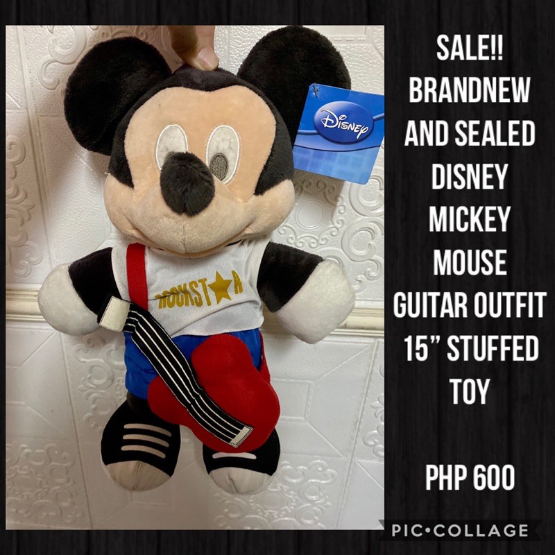 (M2) SALE Disney Mickey mouse Guitar Rockstar Outfit 15 Inches stuffed ...