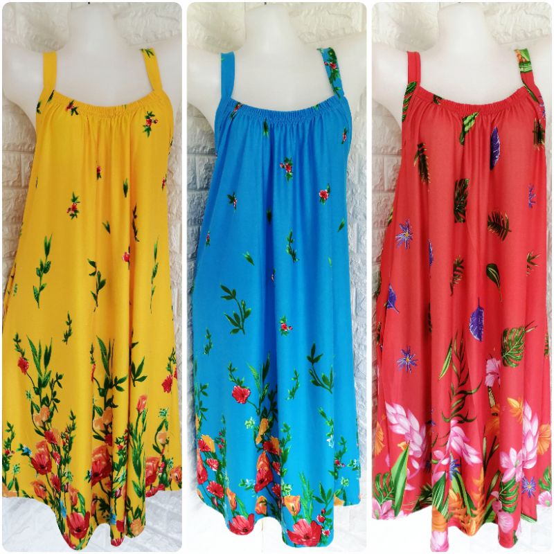 2Xl Spaghetti Duster/ Garterized Flowly Dress/w pocket/ Pambahay Duster ...