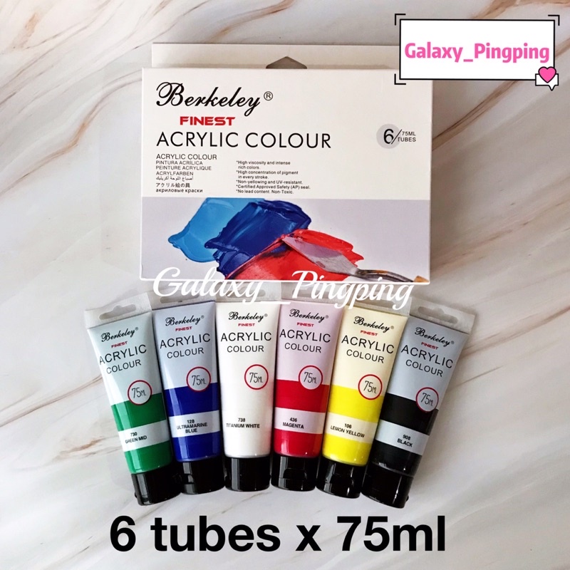 Berkeley Acrylic Set (6 tubes x 75ml) | Shopee Philippines
