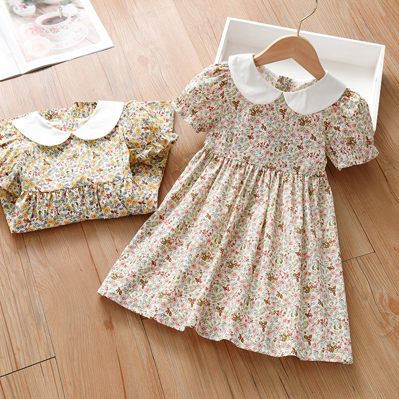 1-10yrs Baby Floral Prints Dress Children Kids Doll Collar Sweet ...
