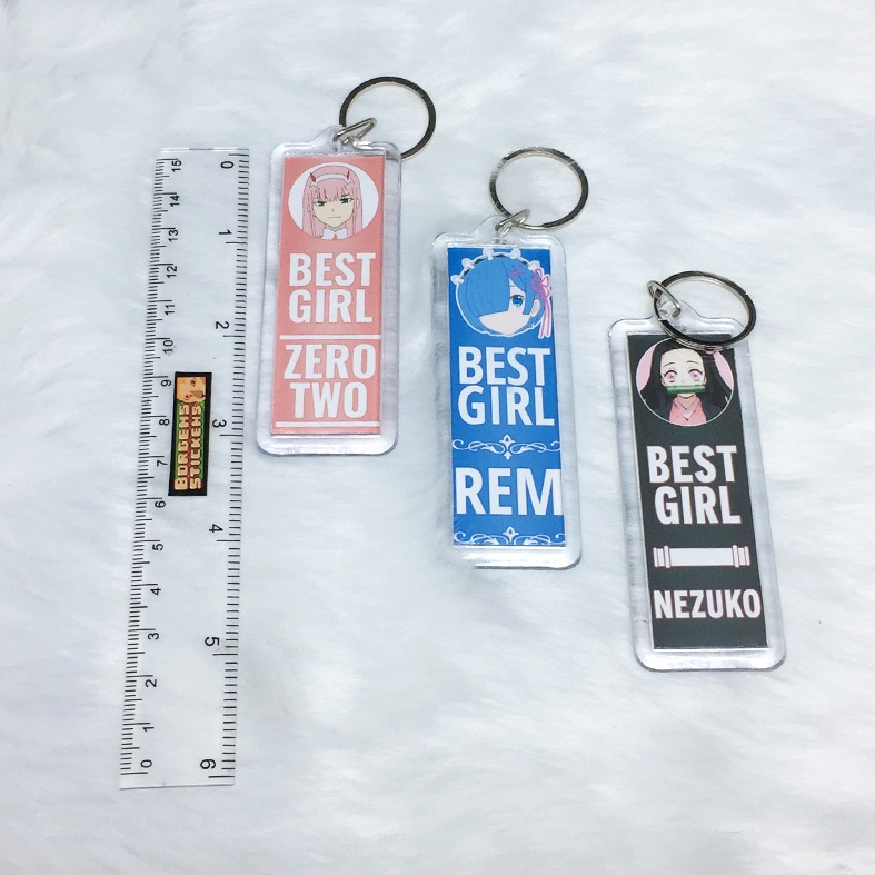 Acrylic Keychain 』 BEST GIRL Rem Nezuko Zero Two Anime Games Keychains ...