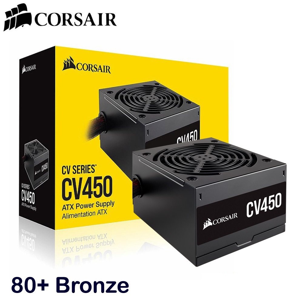 Corsair CV Series, CV450, 450 Watt, 80+ Bronze Certified, Fixed Cable ...