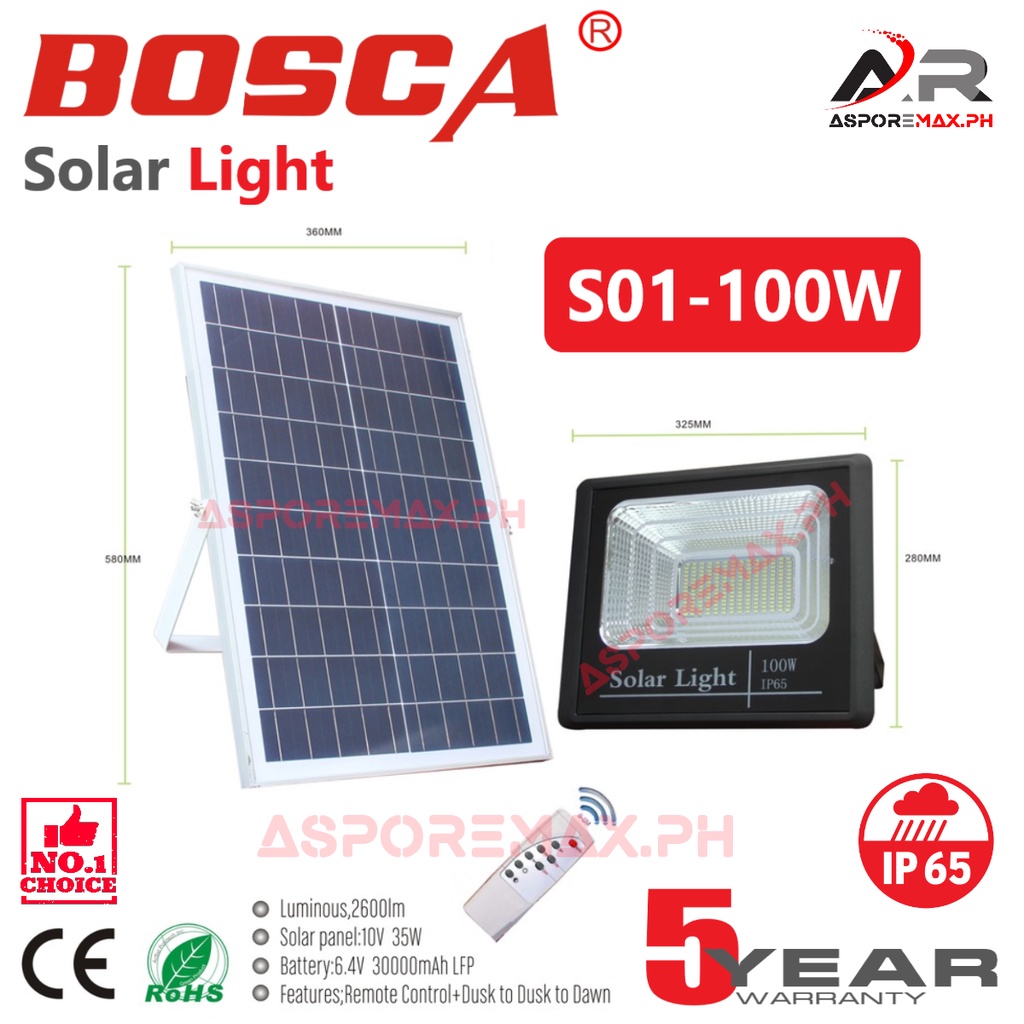SOLAR LIGHT BOSCA 5 YEAR WARRANTY 100W 200W 300W Solar Led Outdoor Flood Light Street Lamp ...