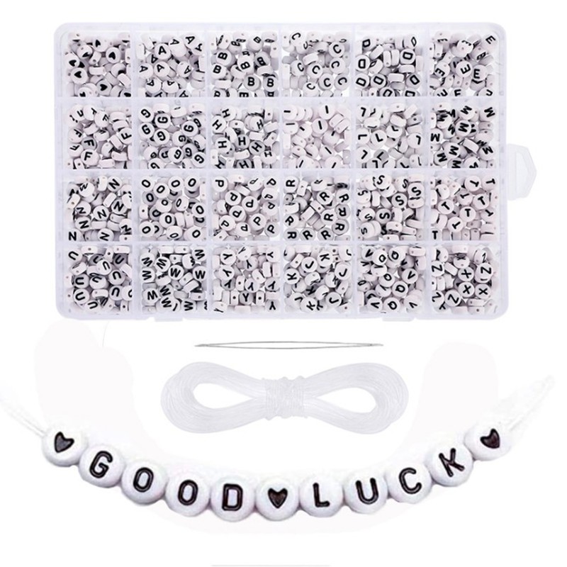1200pcs Alphabet Beads Letter Bead DIY Toy Puzzle Necklace Handmade ...