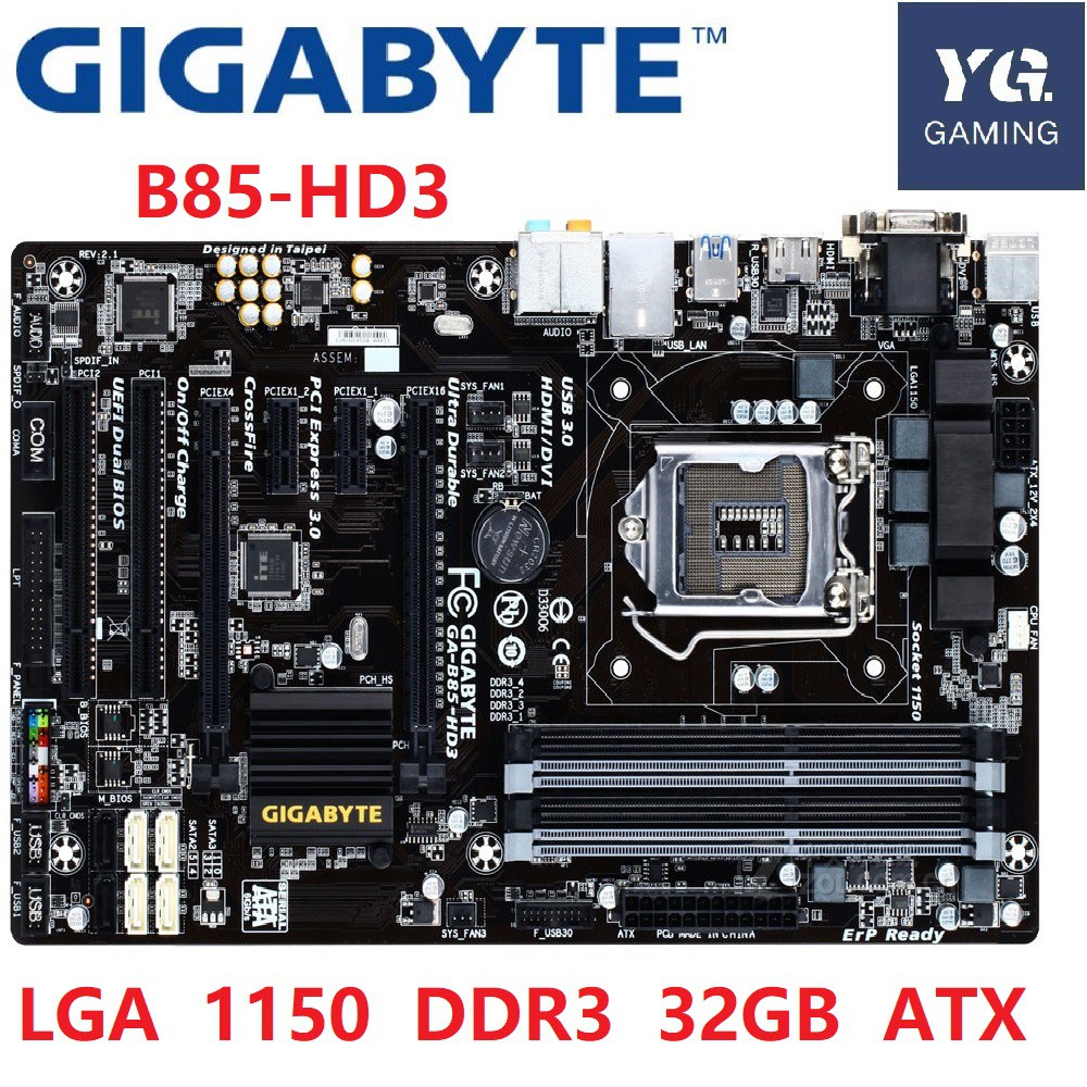 GIGABYTE GA-B85-HD3 Desktop Motherboard B85 Socket LGA 1150 i3 i5 i7 ...