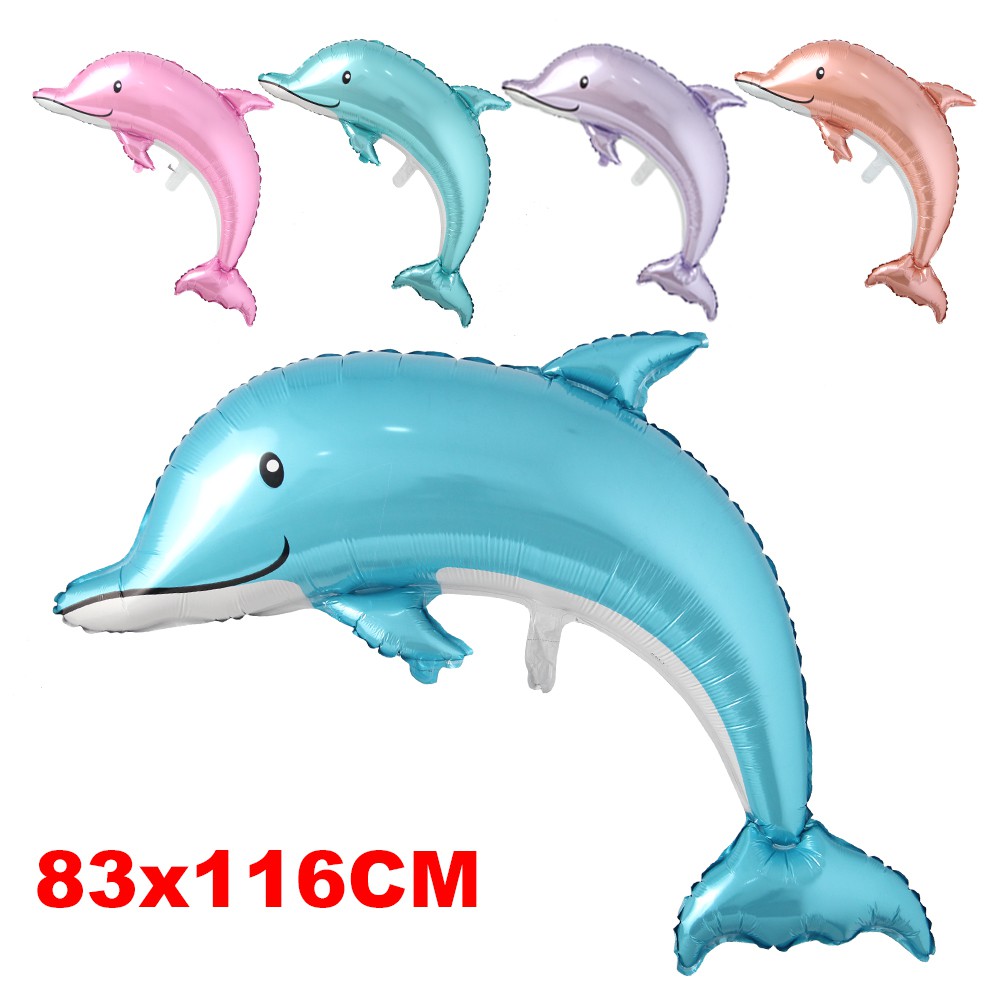 Large Fish Dolphin Foil Balloons Blue Rose Gold Cartoon Animal Helium ...