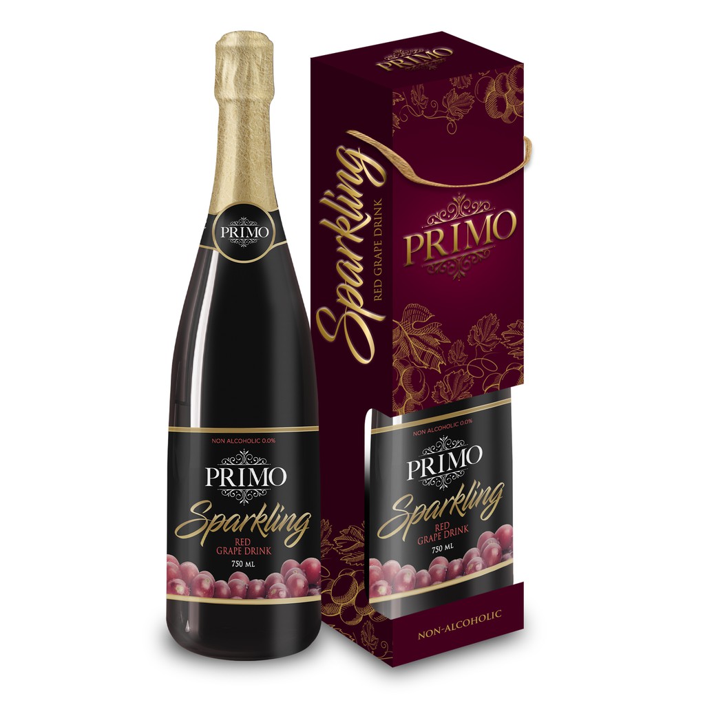 Primo Red Grape Sparkling Juice 750ml with Free Gift Bag | Shopee ...