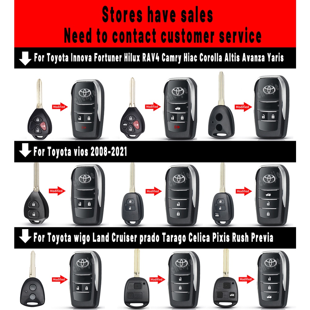 sale cod for Toyota wigo g flip key remote shell replacement cover car ...