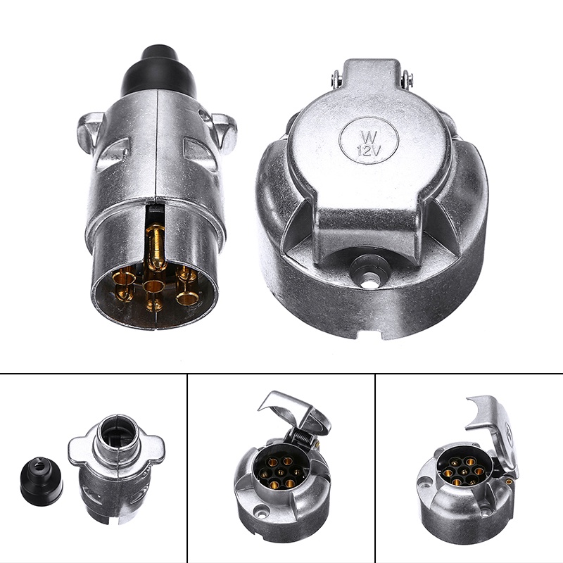 1 set 12V N Type 7 pin Metal Trailer Towing Plug & Socket with Fittings ...