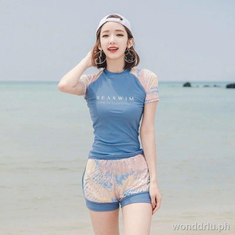 ☎Swimsuit female conservative student two-piece split cover belly ...