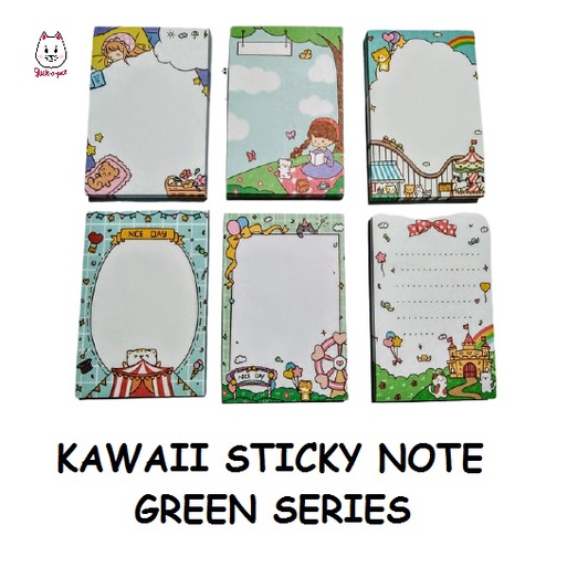 KAWAII STICKY NOTES GREEN SERIES | Shopee Philippines