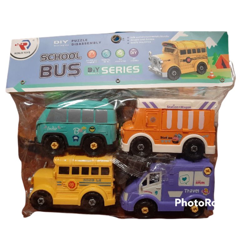 shop : SCHOOL BUS Toy Figure DIY Assembly Cake Topper | Shopee Philippines