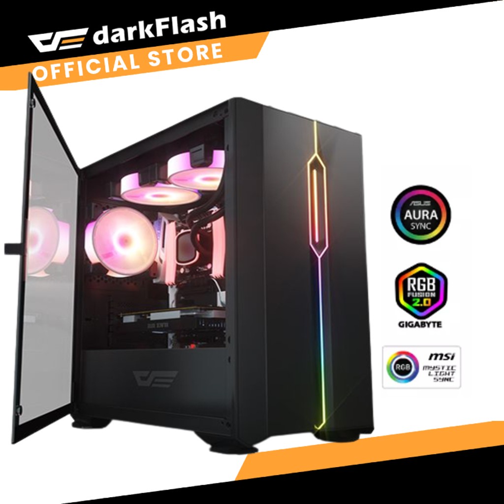darkFlash DLM 23 Black LED Lightstip M-ATX Gaming Case Support ARGB ...