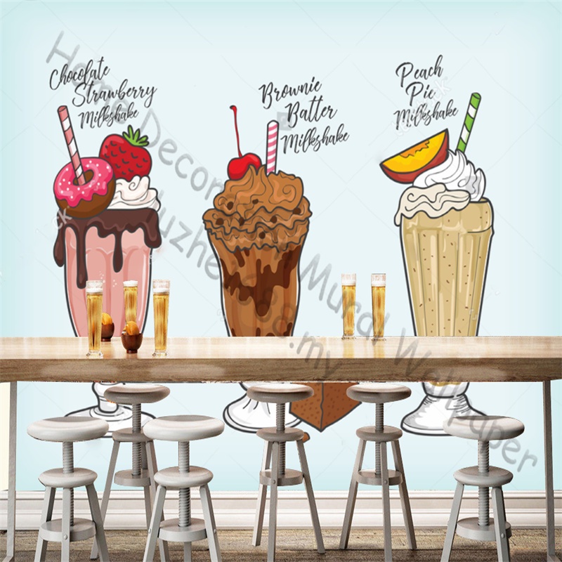 Hand-painted chocolate strawberry milk shake wallpaper for industrial ...