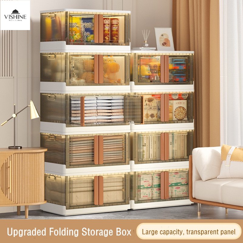 32L/72L Capacity Storage Box Sorting Box Plastic Toys Books Dormitory Clothes Storage Foldable ...