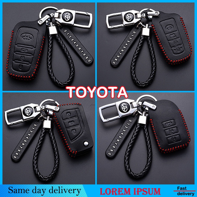 Cod high quality leather for toyota key cover Remote key case with key ...