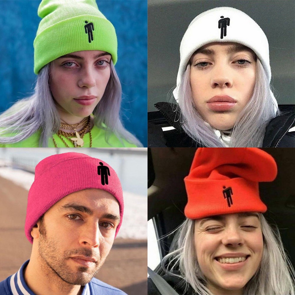 Solid Color Bonnet Hip-hop Casual Embroidery Beanie Hat Billie Eilish ...