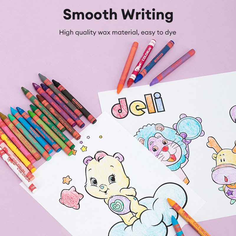 Deli 12/18/24 Colors Crayon Set For Kids Children Painting Coloring ...