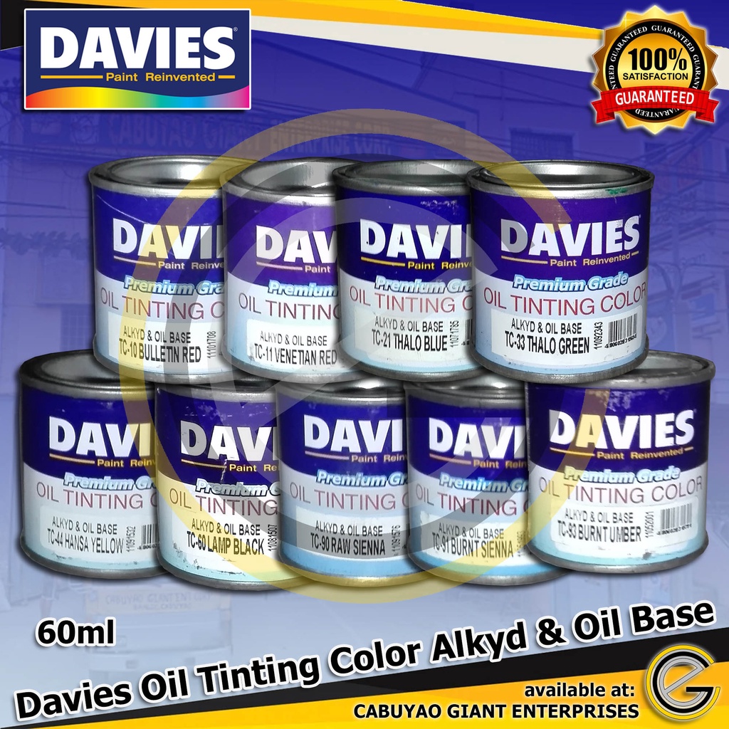 Davies Premium Grade Oil Tinting Color Alkyd & Oil Base 60ml | Shopee ...