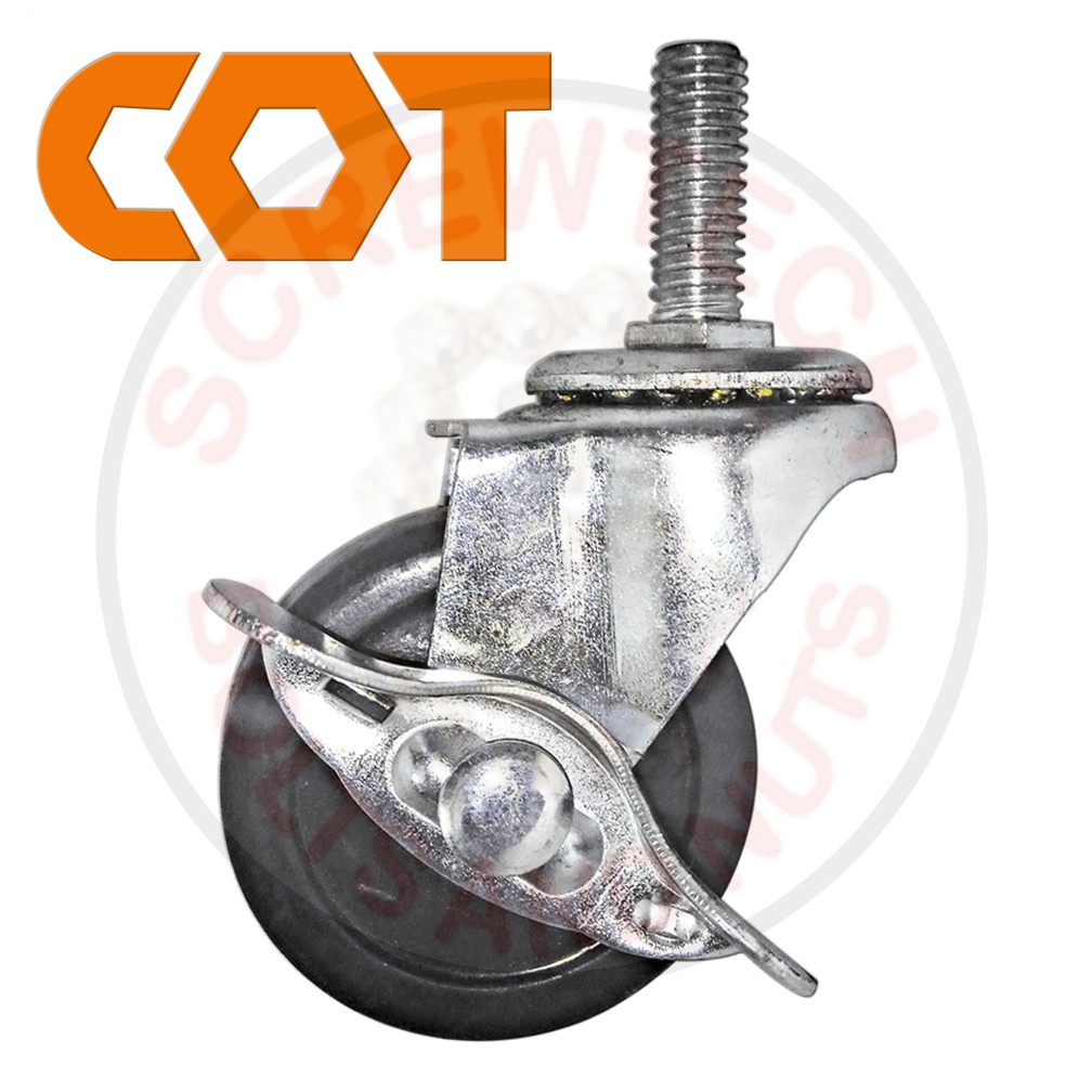 COT SWIVEL SCREWTYPE CASTER RUBBER WHEEL w/ SIDE LOCK 2" 198050 ...