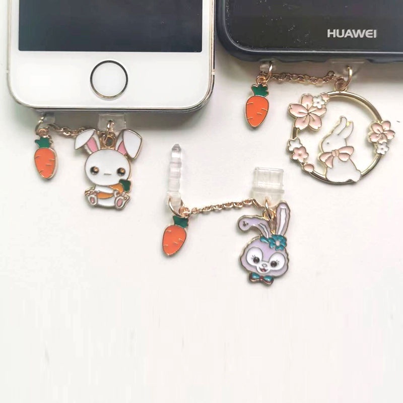 Mobile Phone Plug Anti-Dust Cute High-Value Rabbit Eating Carrot ...