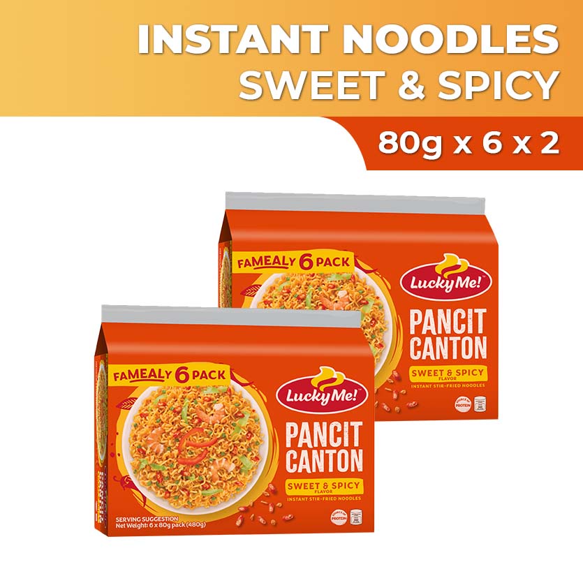 Lucky Me! Pancit Canton Instant Noodles Sweet and Spicy Multipack 80g x ...