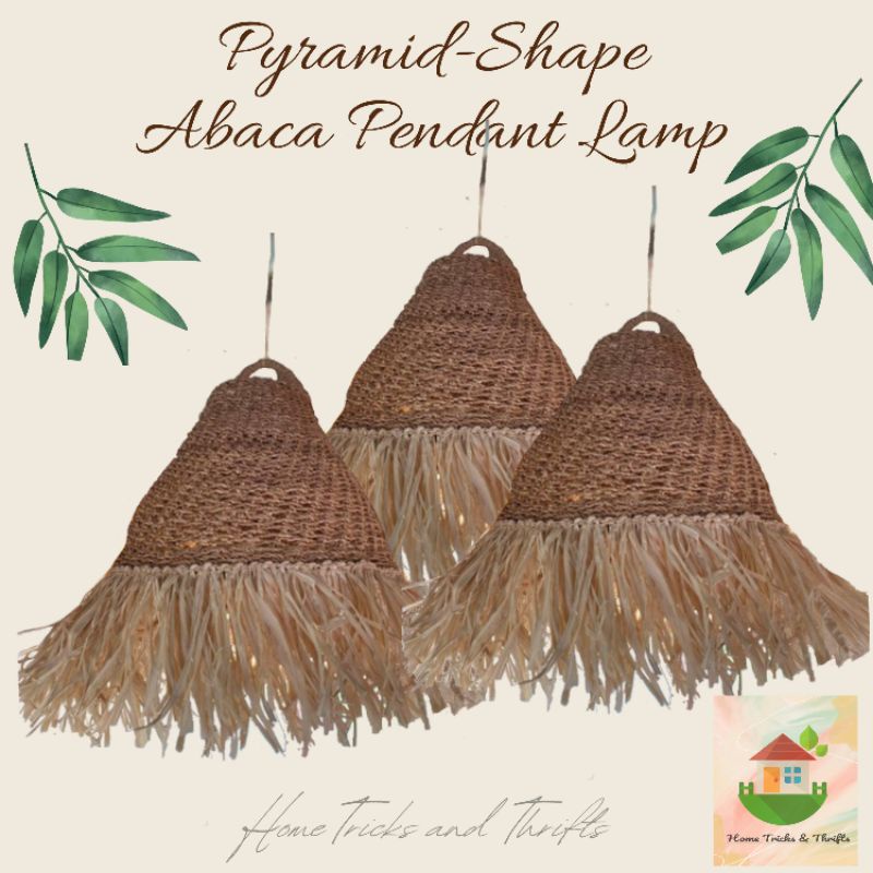 Pyramid-Shape Abaca Boho Pendant Lamp / Scandi Minimalist Native ...