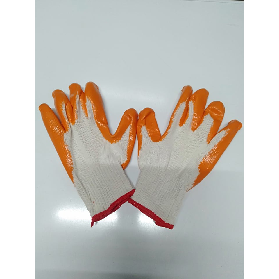 Rubber Palm Coated Gloves Safety Hand Work Gloves & Plain white ...